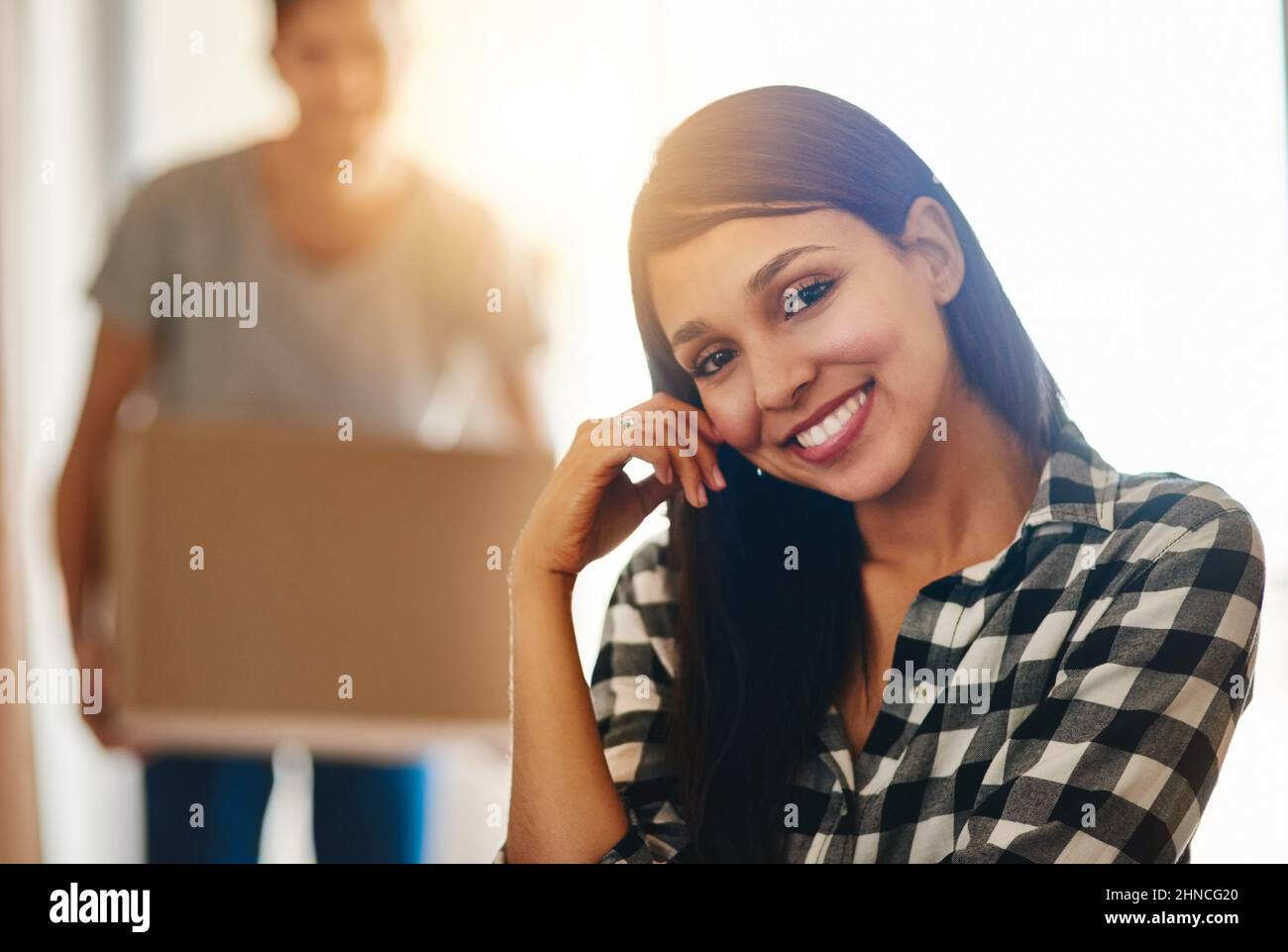 Is it any wonder I keep him around. Portrait of a happy young couple ...