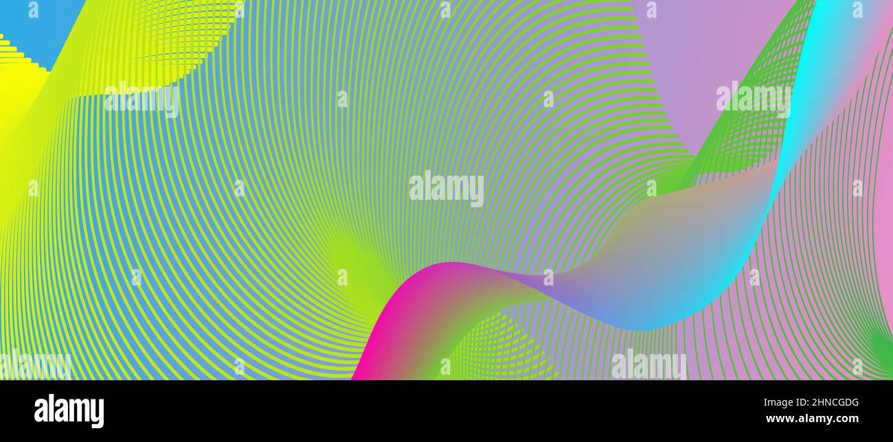 Abstract background with wavy shapes and gradients in fluor colors ...
