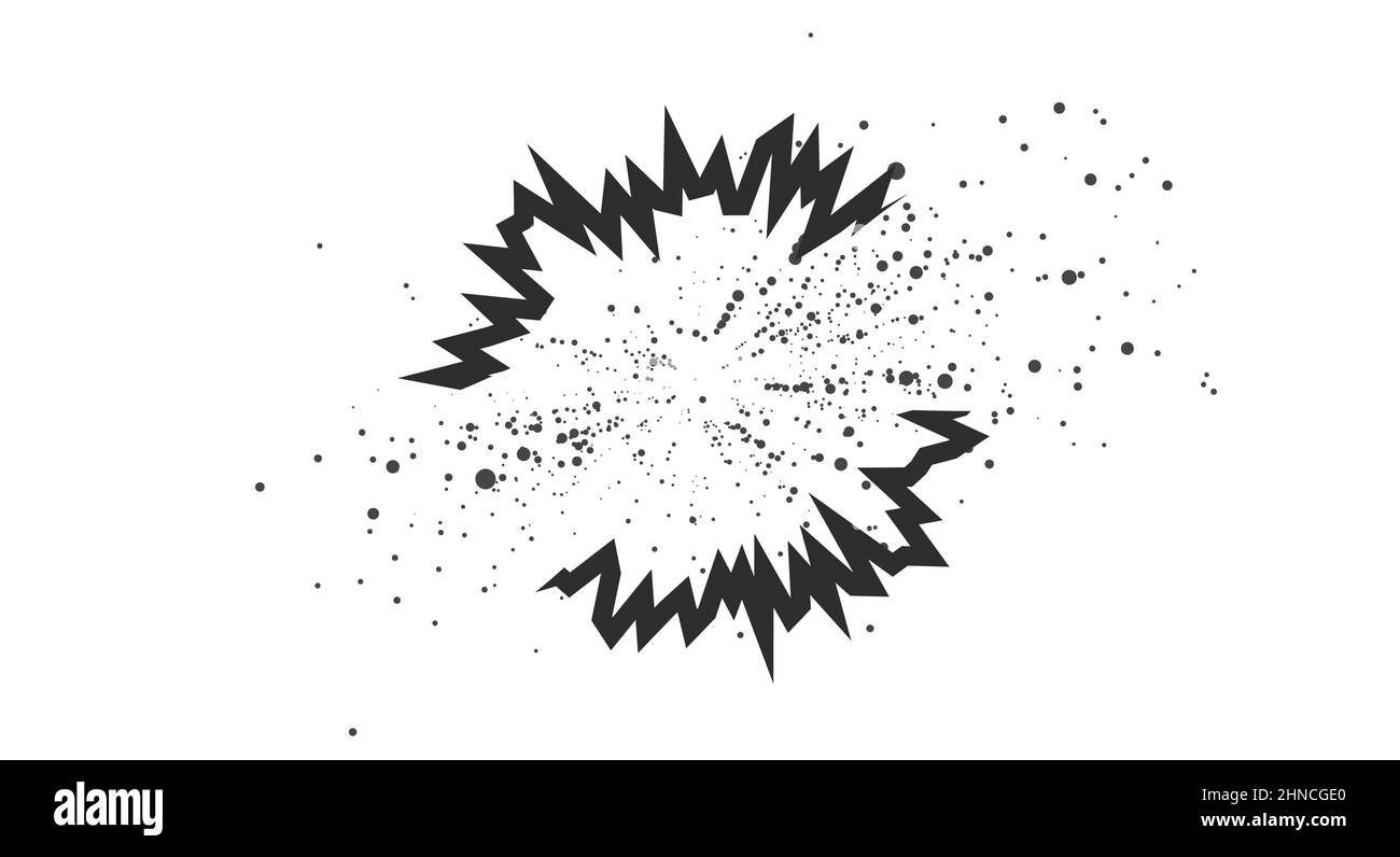 Cartoon explosion with flying particles effect. Radial explosion ...