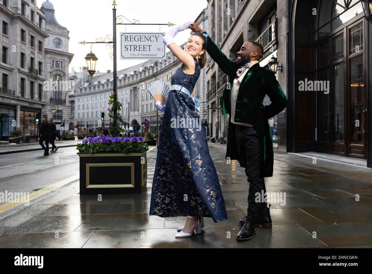 EDITORIAL USE ONLY Actors, Amber Blease and Ericson Mitchell dance ...