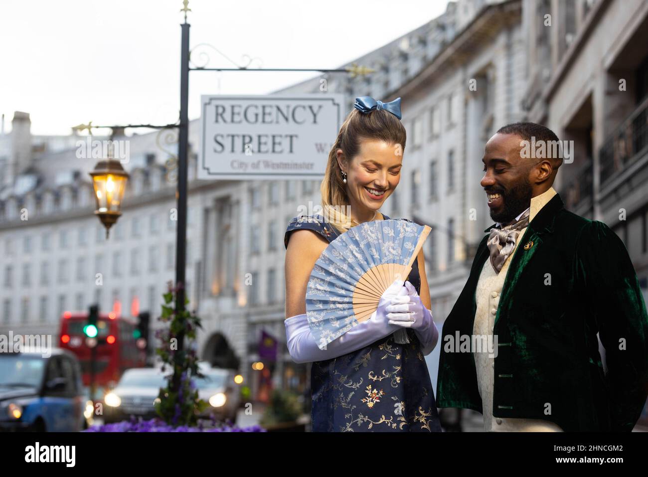 EDITORIAL USE ONLY Actors, Amber Blease and Ericson Mitchell meet under ...