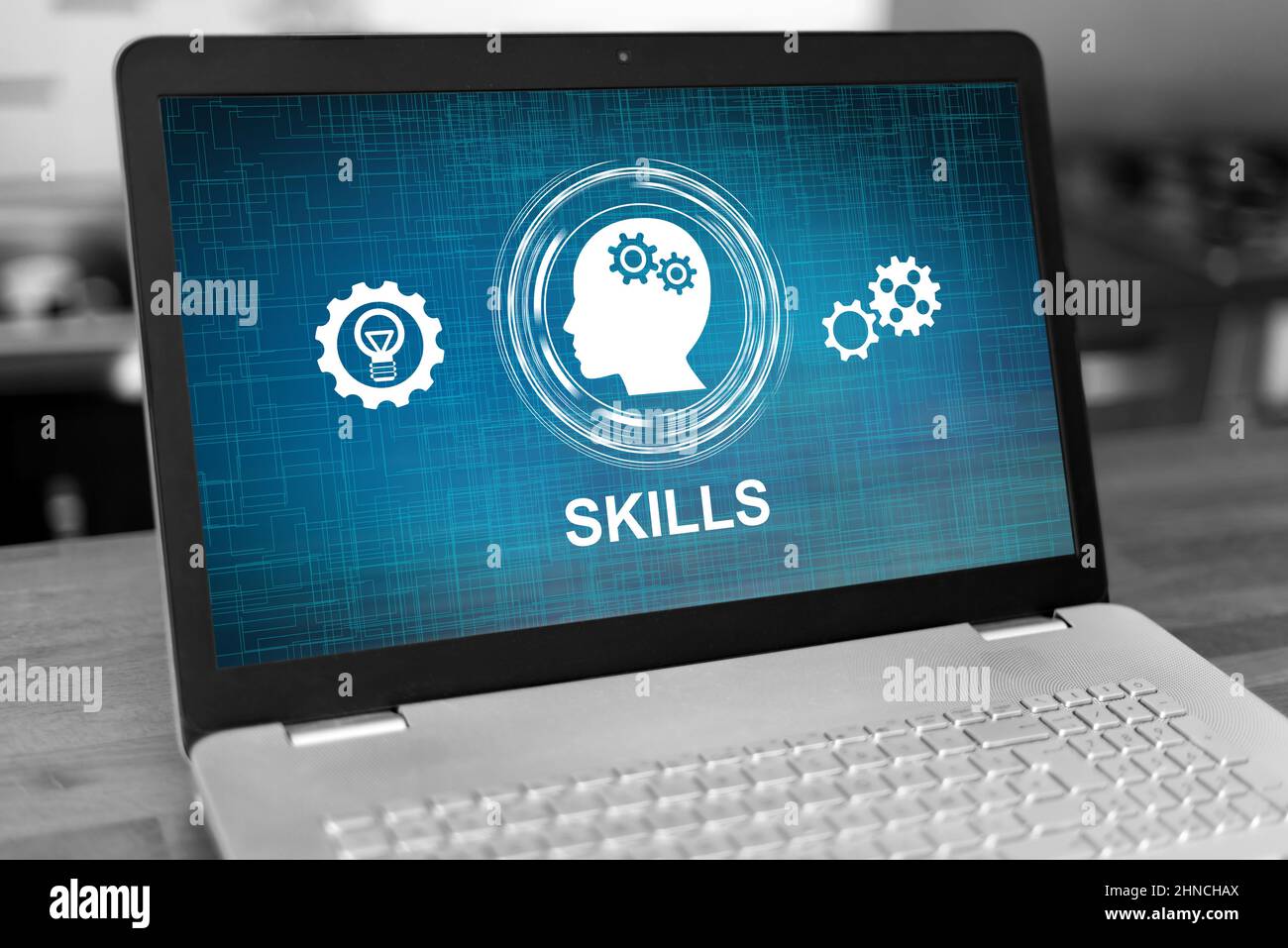 Laptop screen with skills concept Stock Photo - Alamy