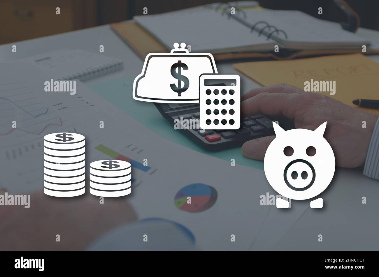 Money management concept illustrated by a picture on background Stock ...