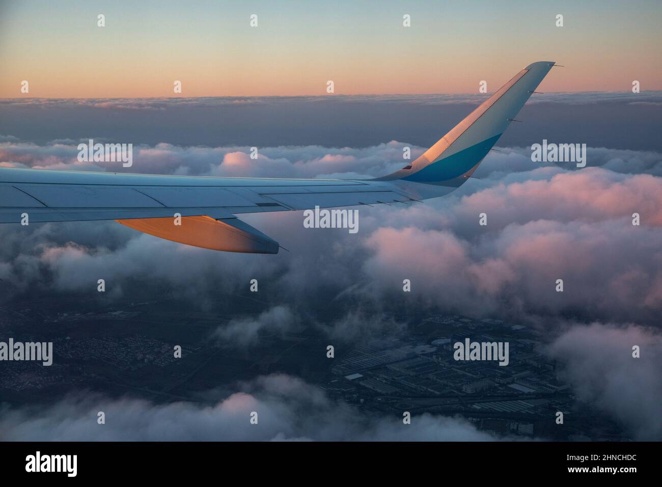The wing of a Eurowings Airbus A320 as photographed from inside the ...