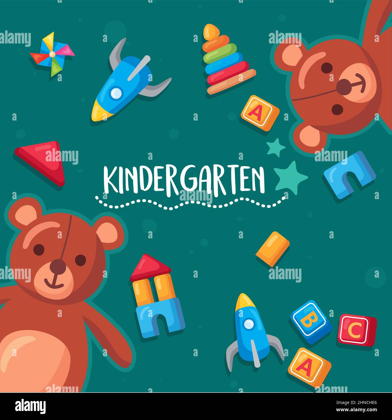 kindergarten lettering and pattern toys icons Stock Vector Image & Art ...
