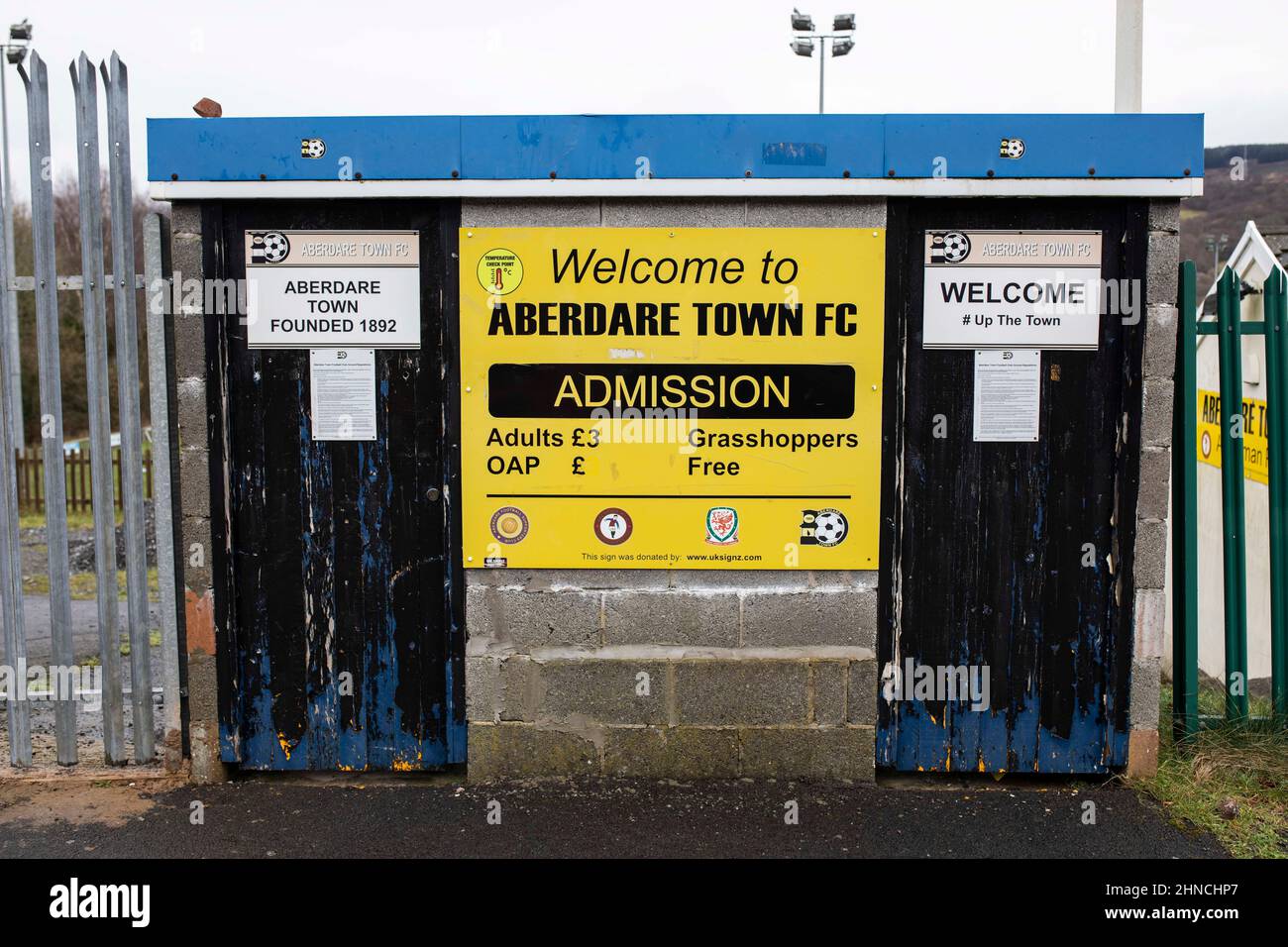 An entrance to Aberdare Town football club, in Aberaman, Rhondda Cynon ...