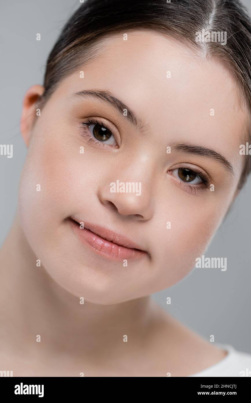 Close up woman face looking down hi-res stock photography and images ...