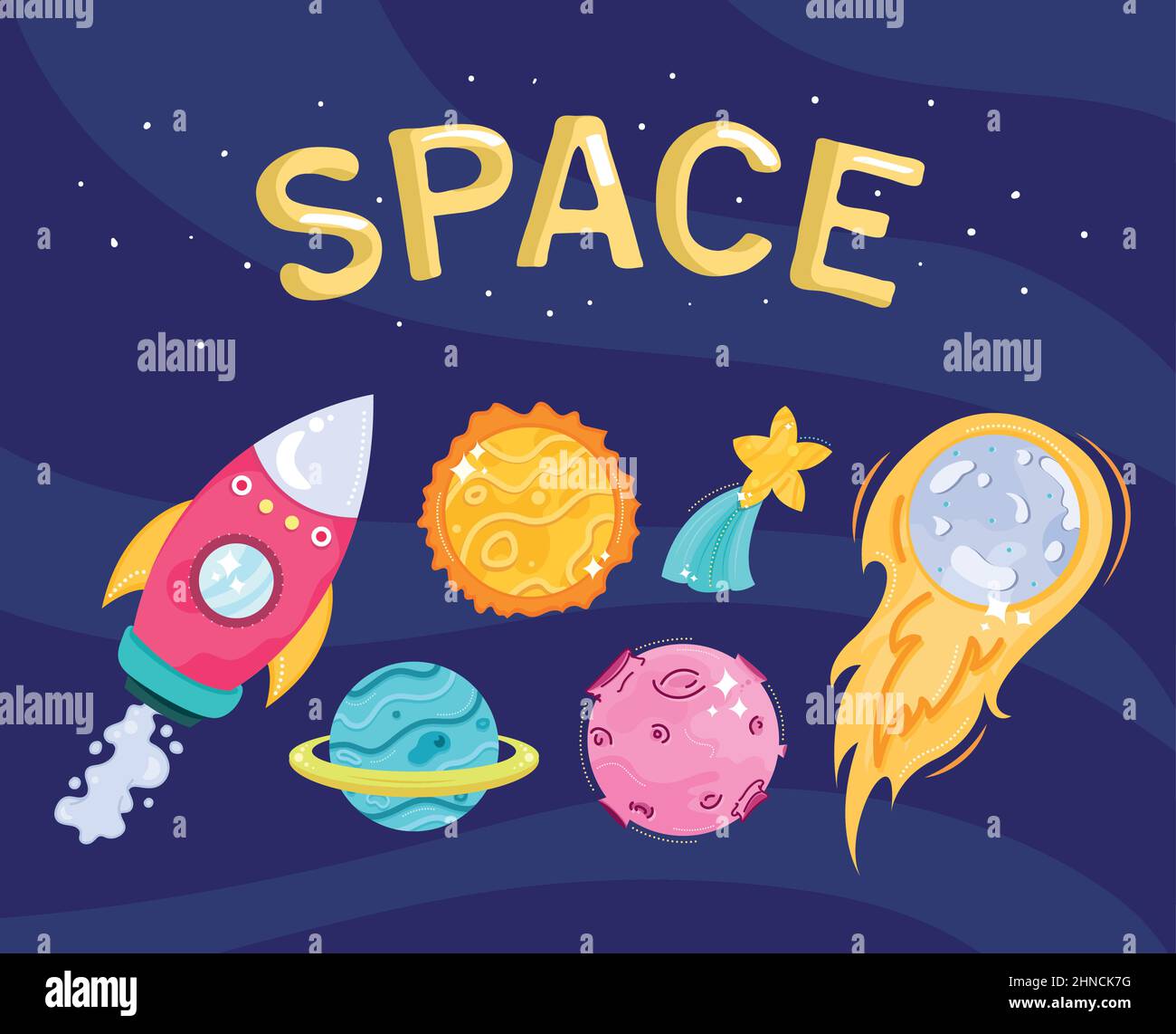 space lettering and set six icons Stock Vector Image & Art - Alamy