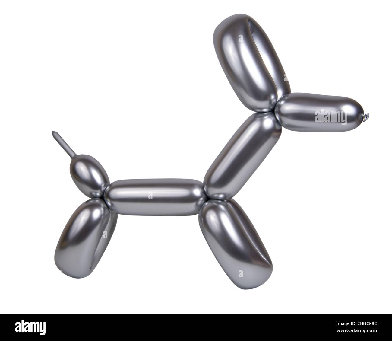 Bright silver balloon dog figure isolated on the white background Stock ...