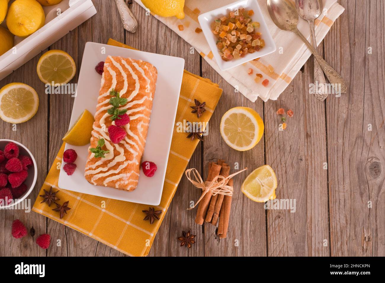 Lemon sponge cake Stock Photo - Alamy