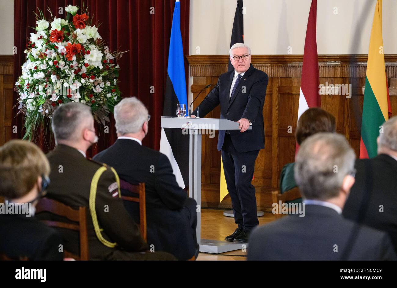 Riga, Latvia. 16th Feb, 2022. German President Frank-Walter Steinmeier ...