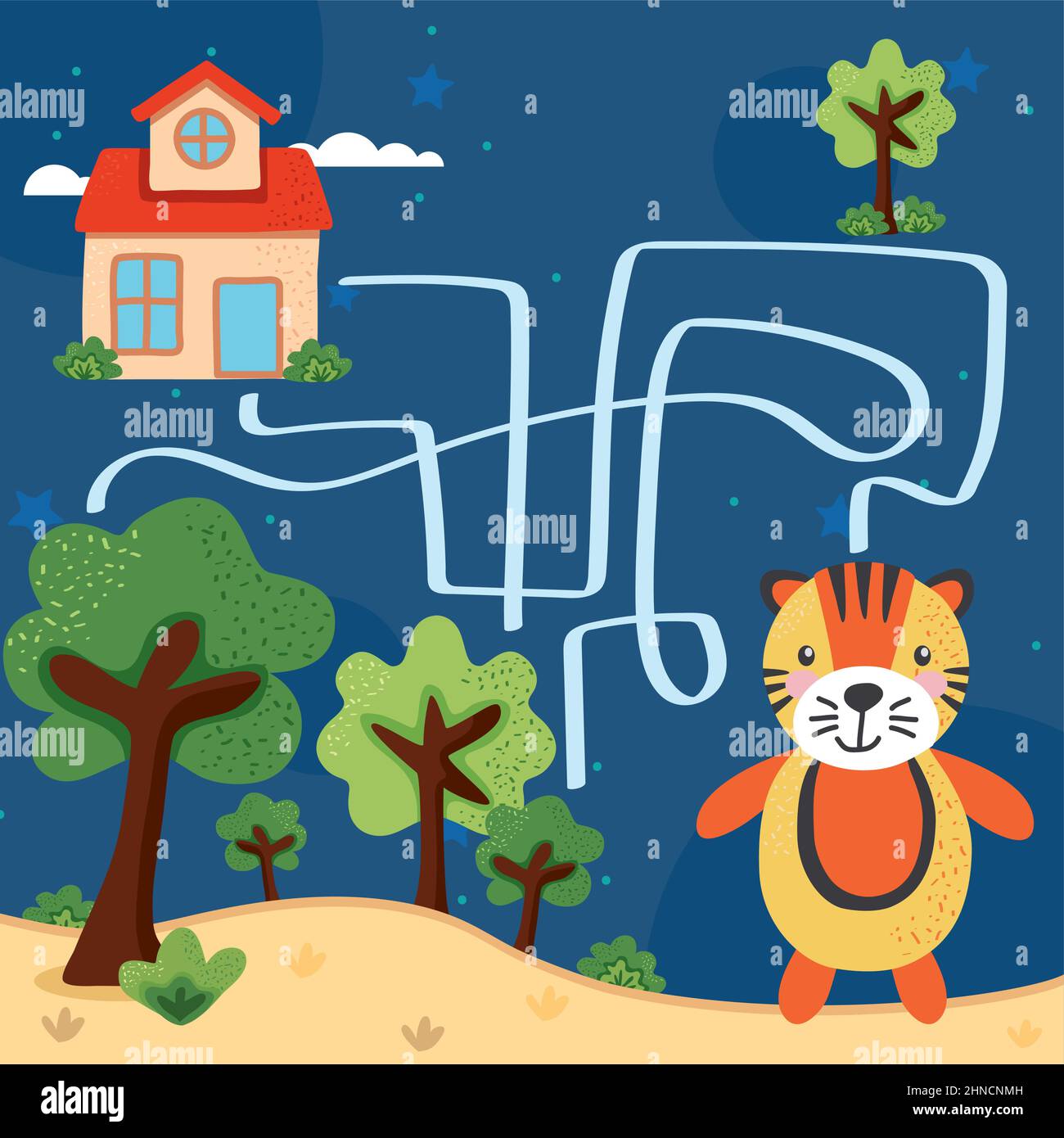 tiger in maze for kids game Stock Vector Image & Art - Alamy