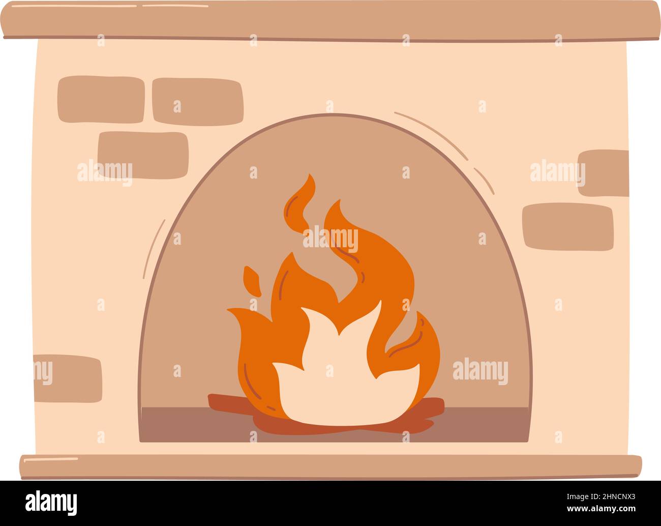 Cozy brick fireplace. Vector illustration in a flat style Stock Vector ...