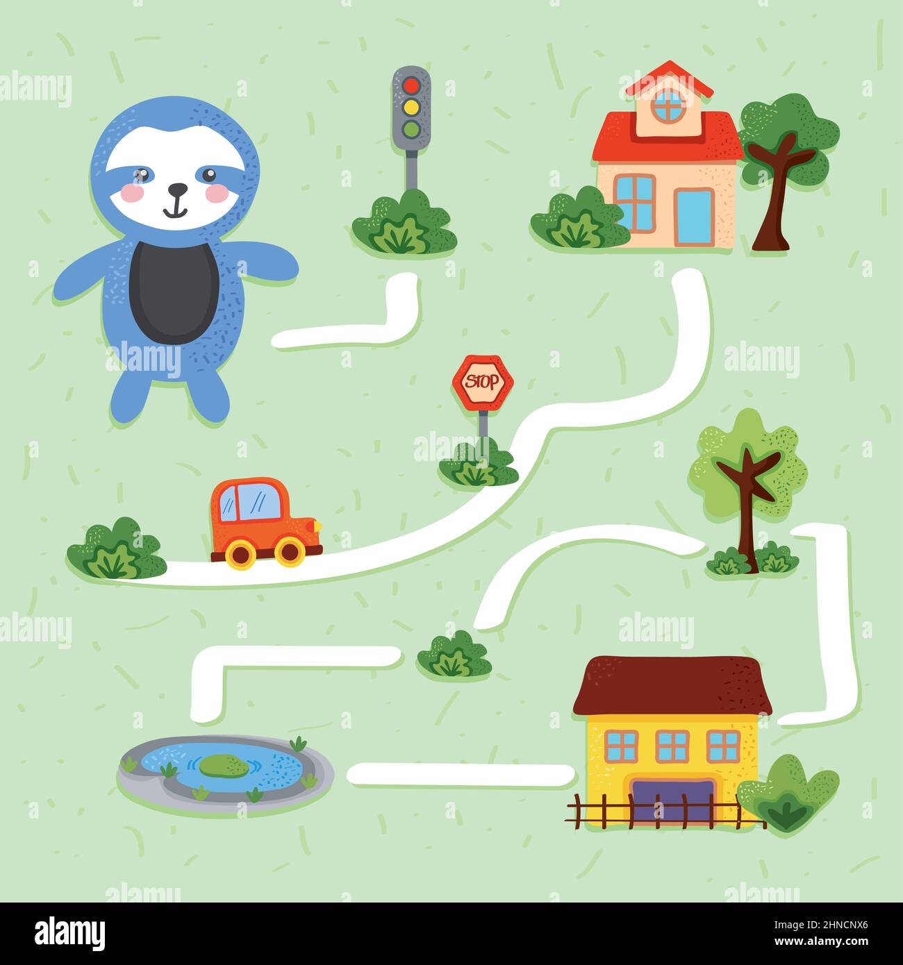 Kids preschool line city hi-res stock photography and images - Alamy