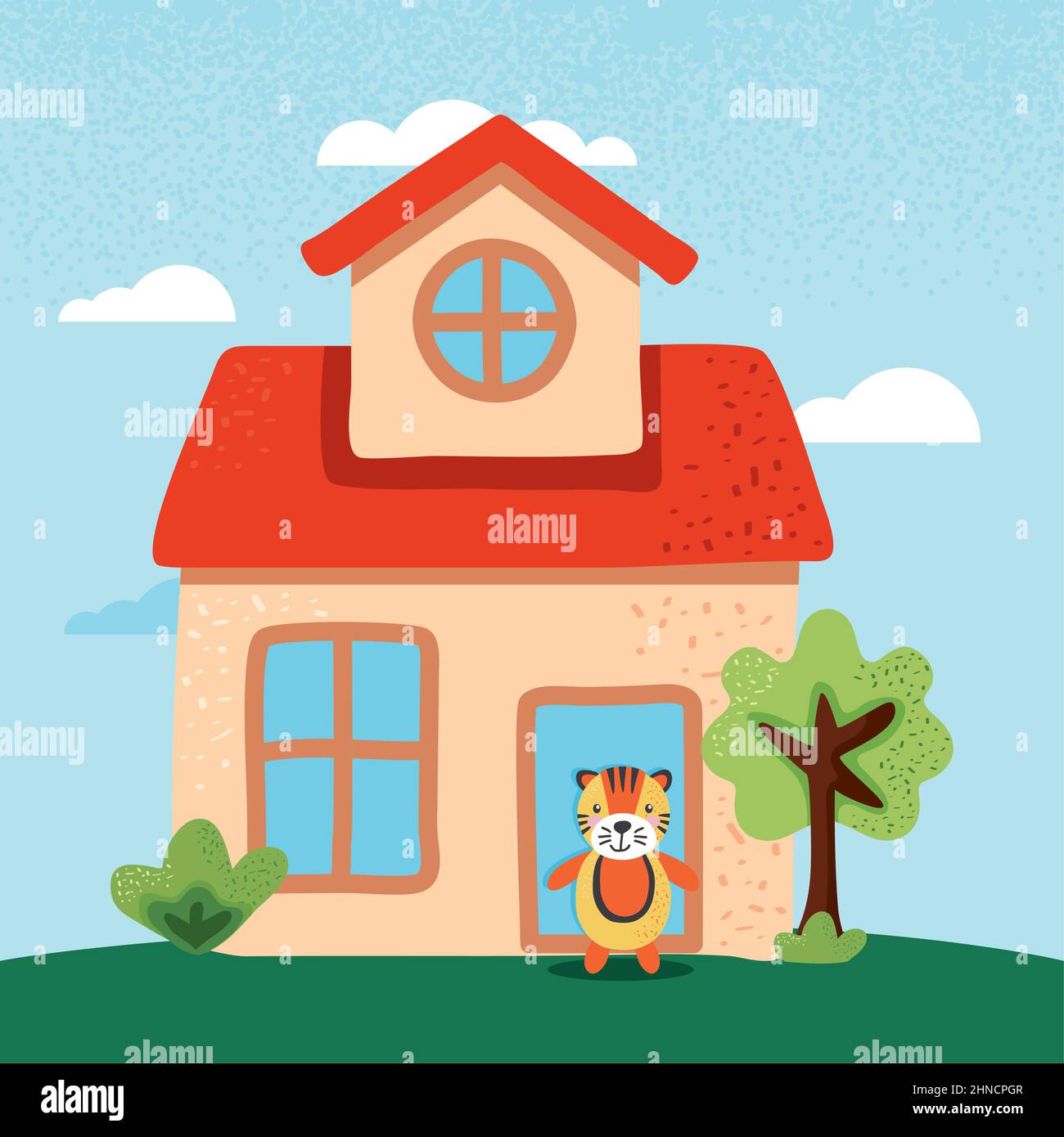 little tiger in house character Stock Vector Image & Art - Alamy