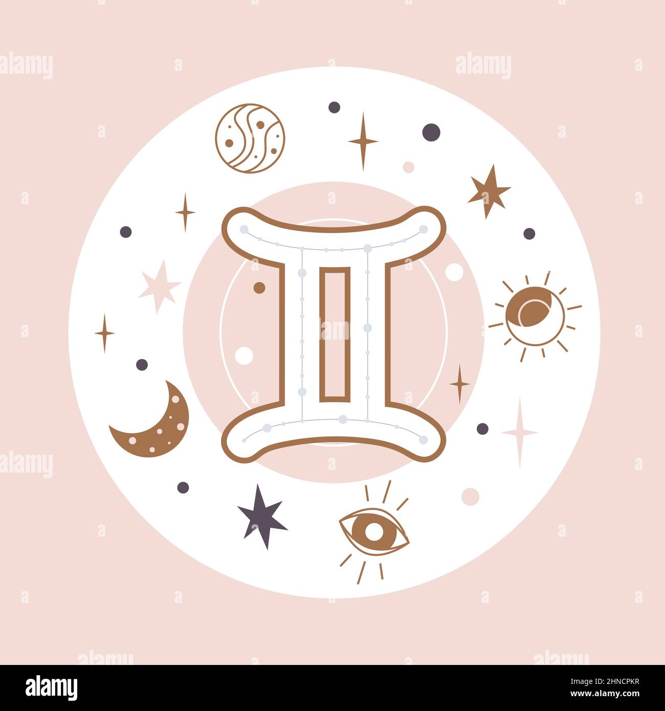 Gemini Horoscope sign vector - Zodiac astrology element. Esoteric ...