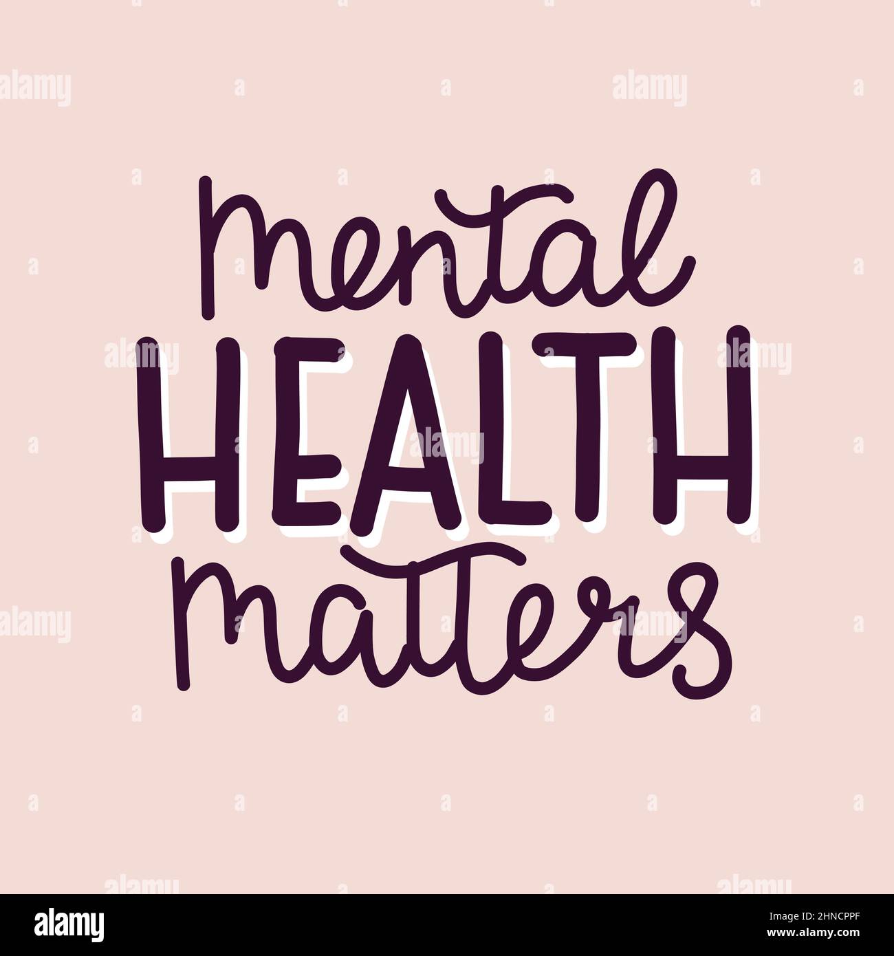 Mental health lettering, poster or card template. Hand drawn vector ...