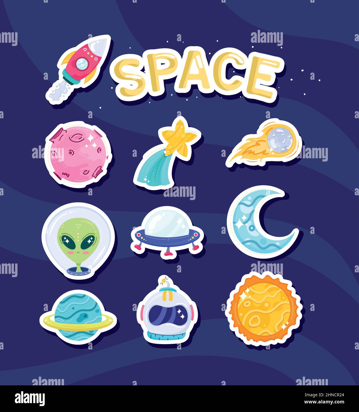 space lettering and set ten icons Stock Vector Image & Art - Alamy