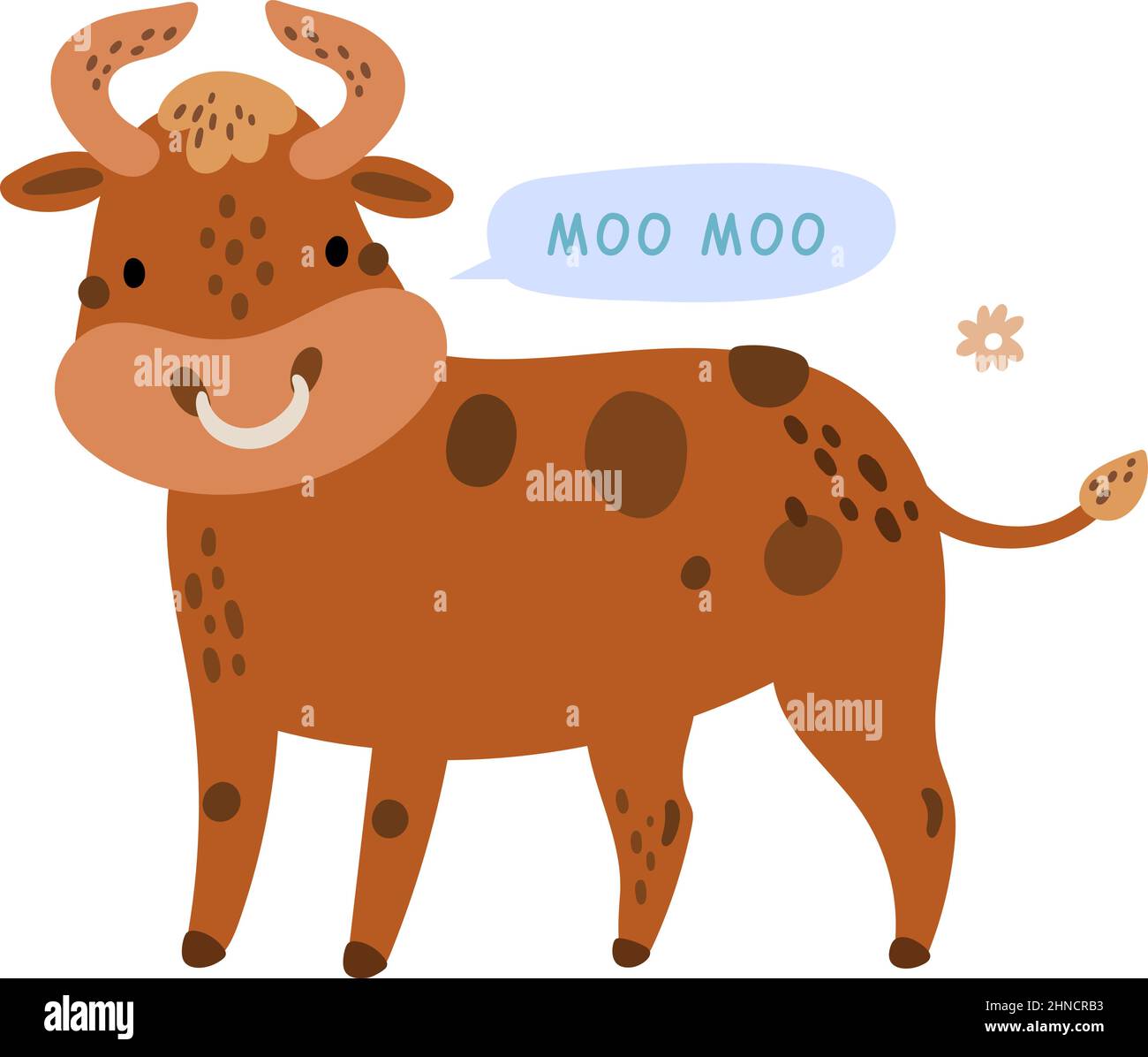 Bull talking noo moo. Cute farm animal with speech bubble Stock Vector ...