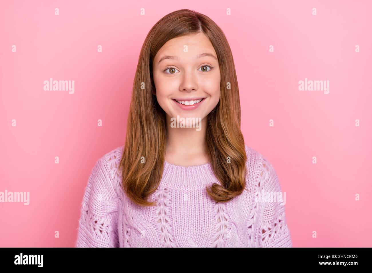 Portrait of attractive cheerful glad red-haired teen girl wearing ...
