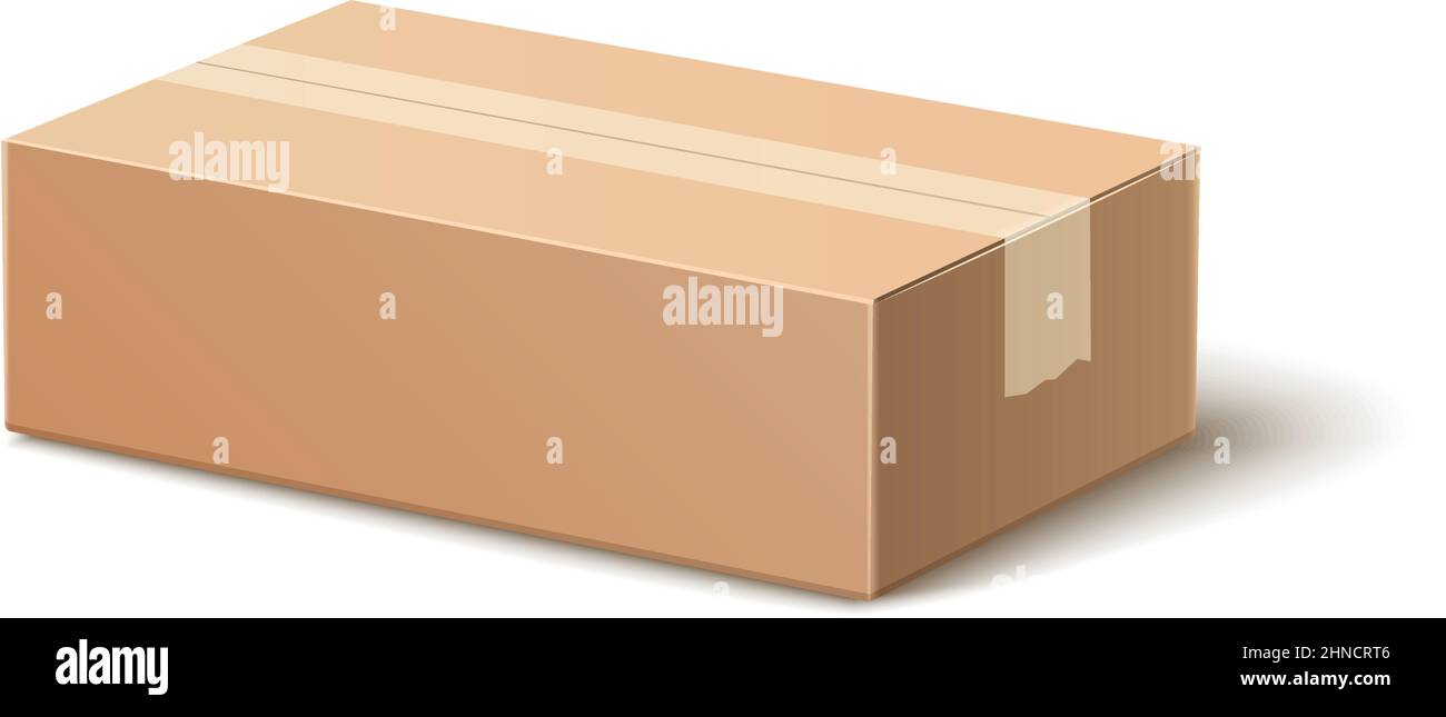 Corrugated box mockup. Closed blank cardboard container in realistic ...