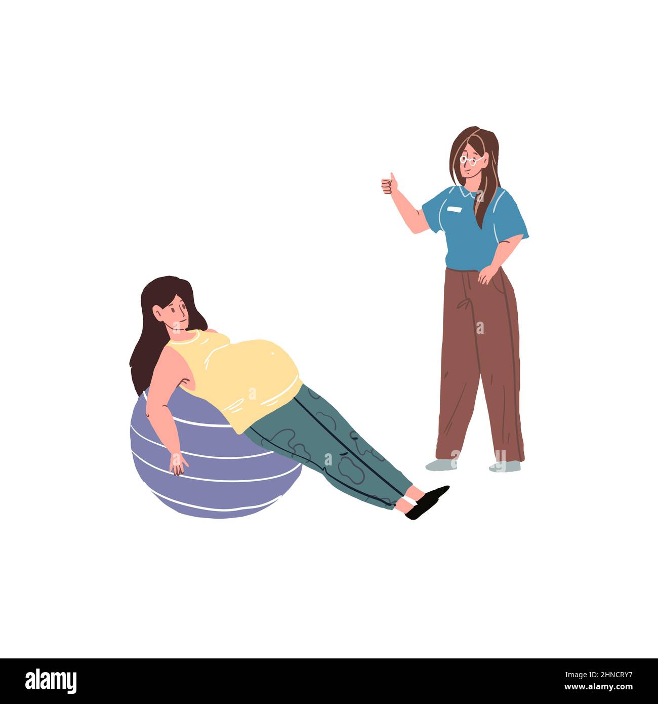 Flat cartoon women characters,pregnancy courses and classes,healthy ...