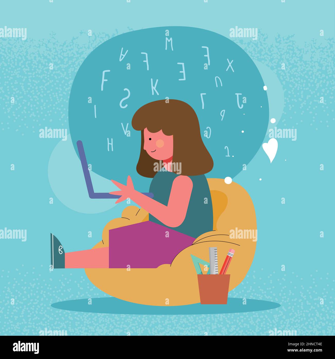 Lady studying online using Stock Vector Images - Alamy