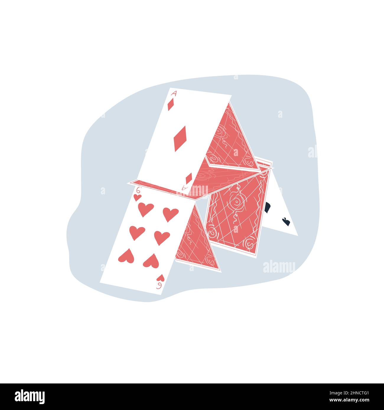 Flat cartoon house of cards,amusement and hobby vector illustration ...