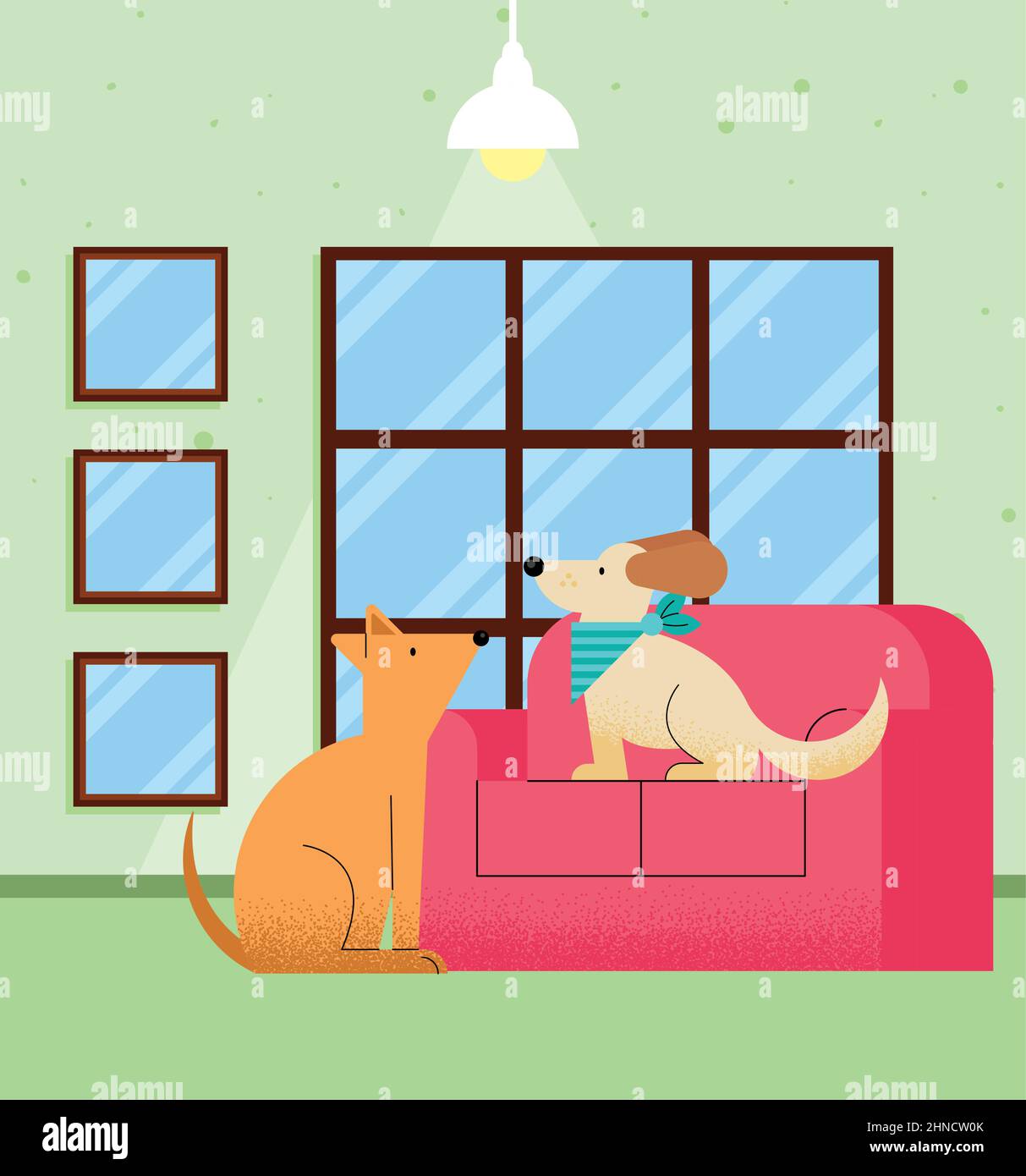 cute dogs in livingroom characters Stock Vector Image & Art - Alamy