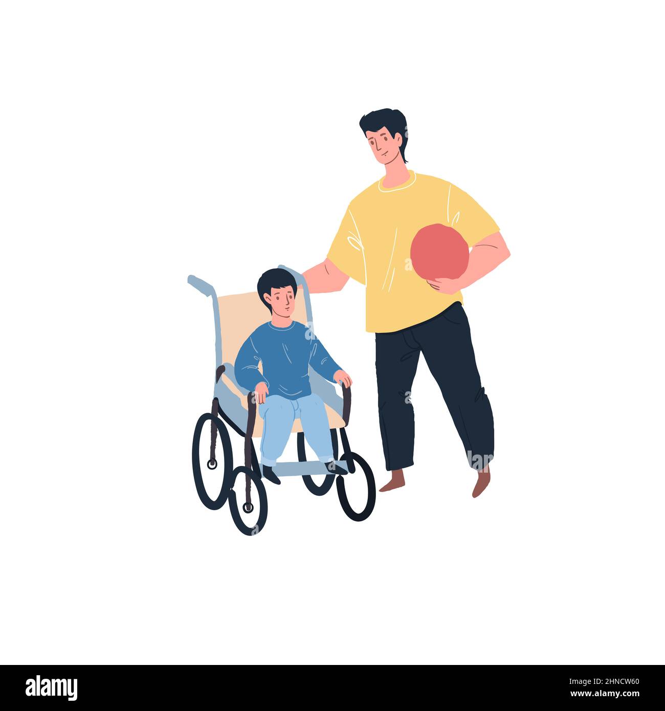 Flat cartoon kid character in wheelchair with parent,disabled childrens ...