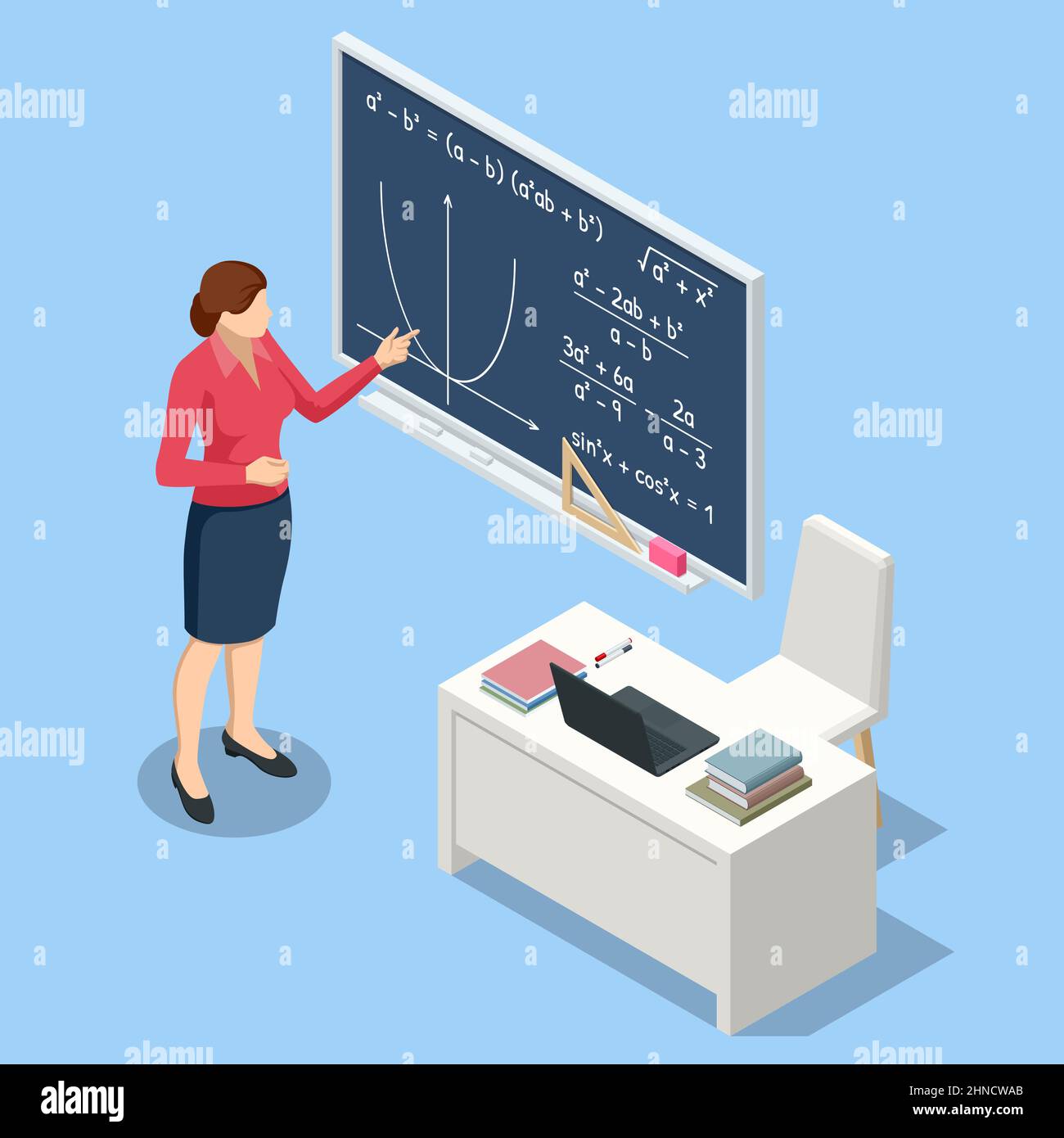 Isometric concept of math and geometry lesson, studying. Personalised ...