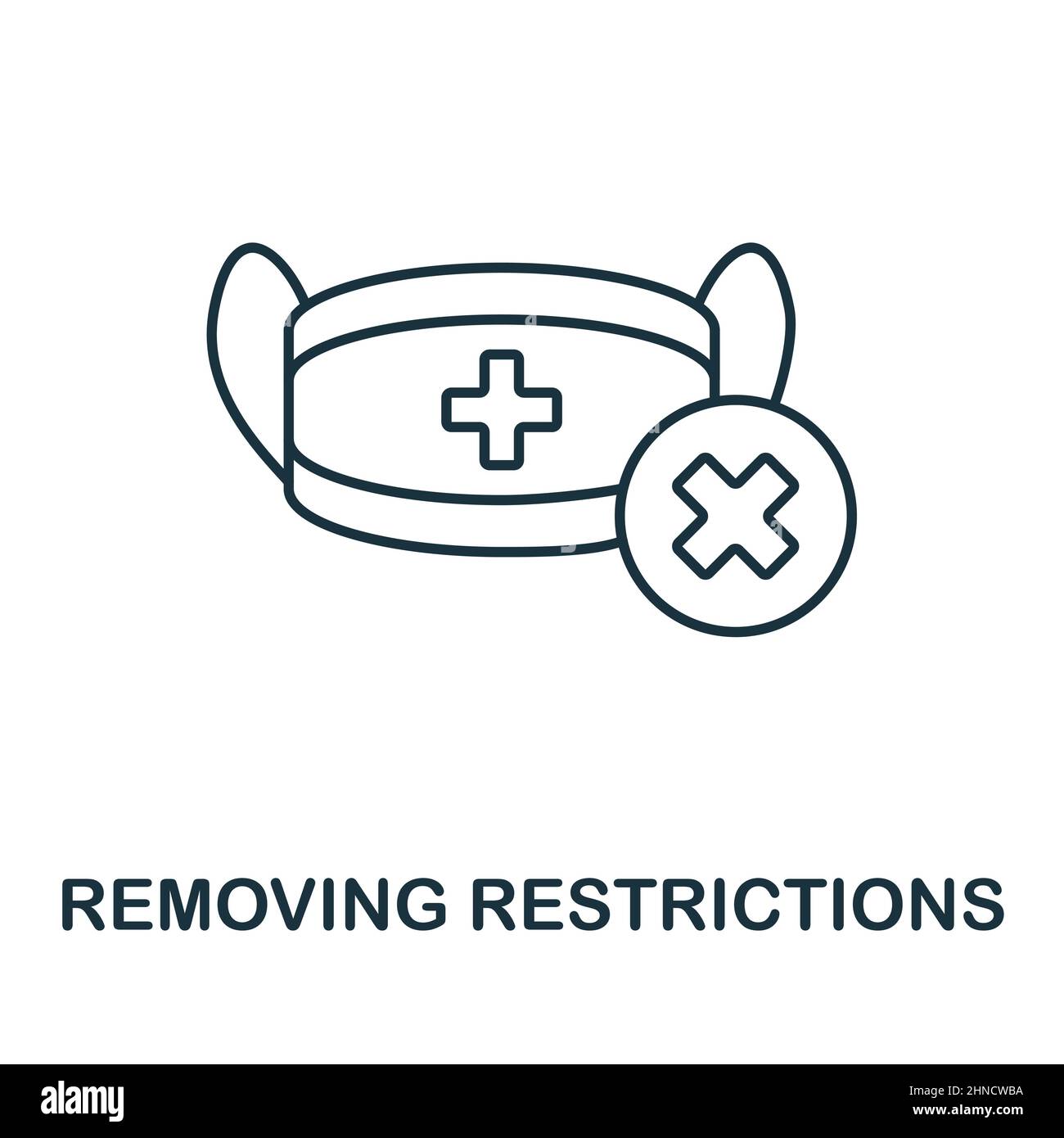 Removing Restrictions icon. Line element from vaccination collection ...