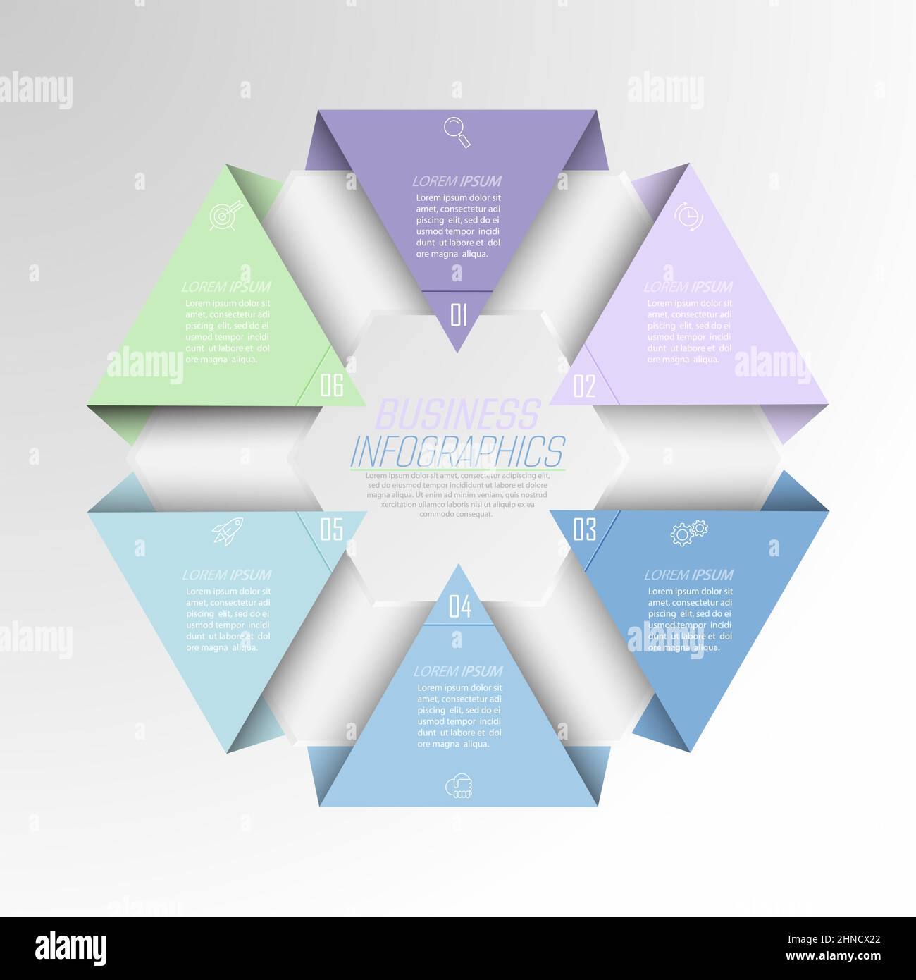 Business Infographics. 6 steps to achieve the result. Stages of ...