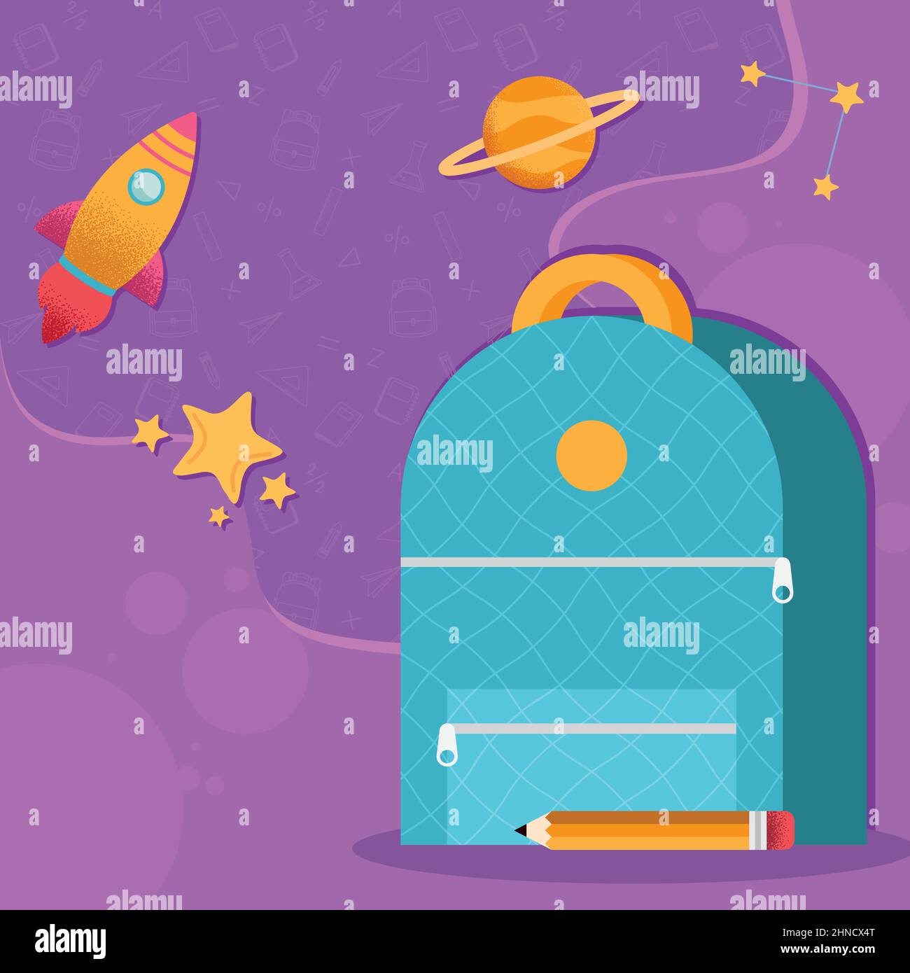 schoolbag with space rocket icons Stock Vector Image & Art - Alamy