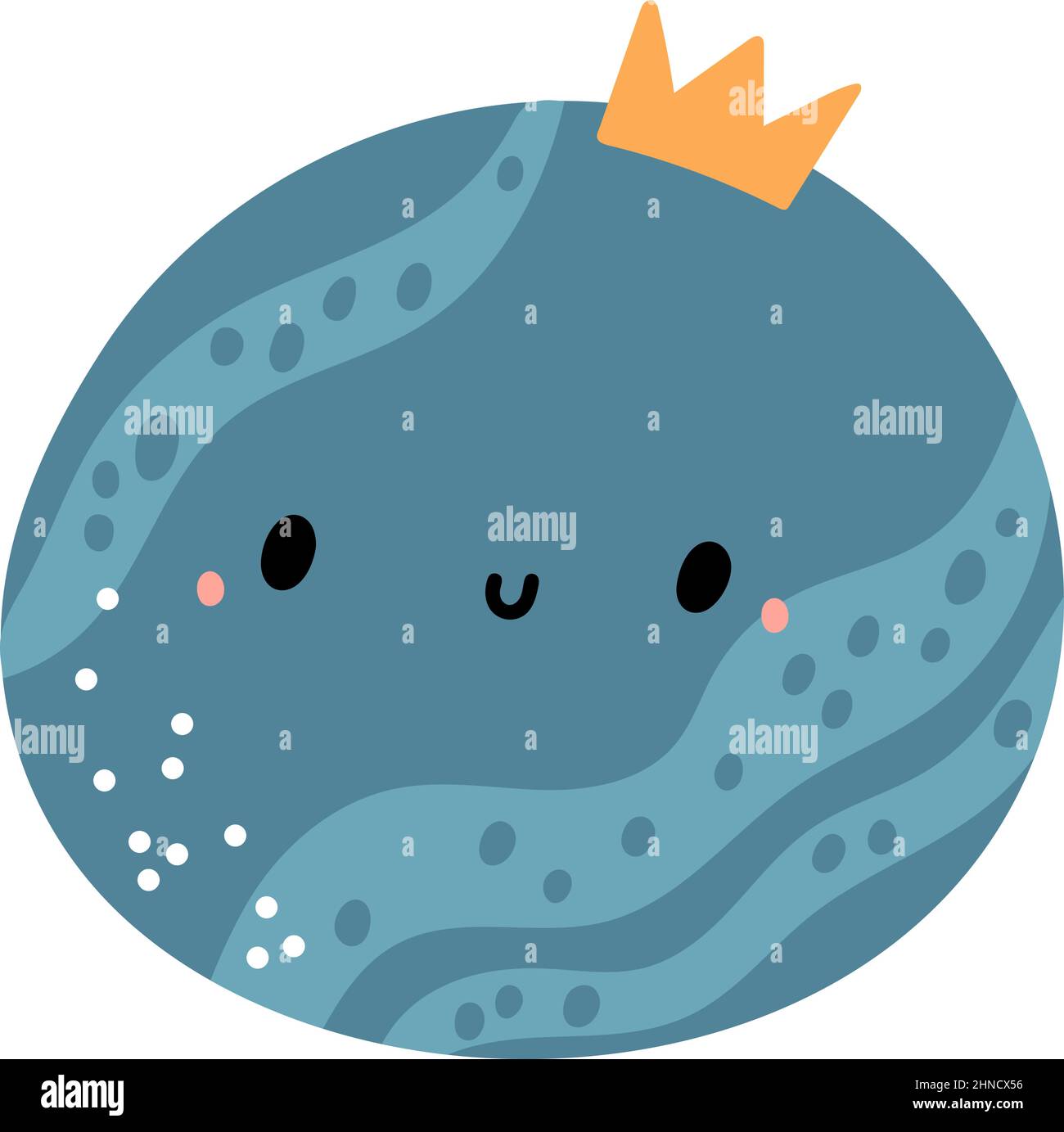 Kawaii round character. Blue moon in crown. Cute planet Stock Vector ...