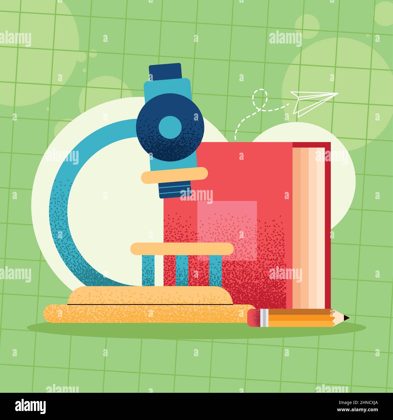 school microscope and pencil supplies Stock Vector Image & Art - Alamy