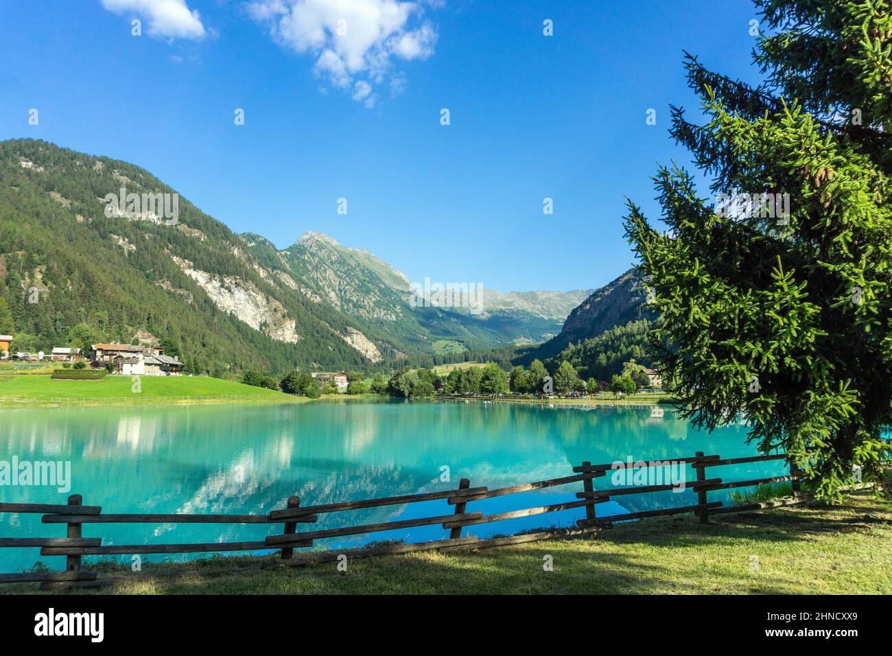 Italy, Valle d'Aosta, Brusson, the lake Stock Photo - Alamy