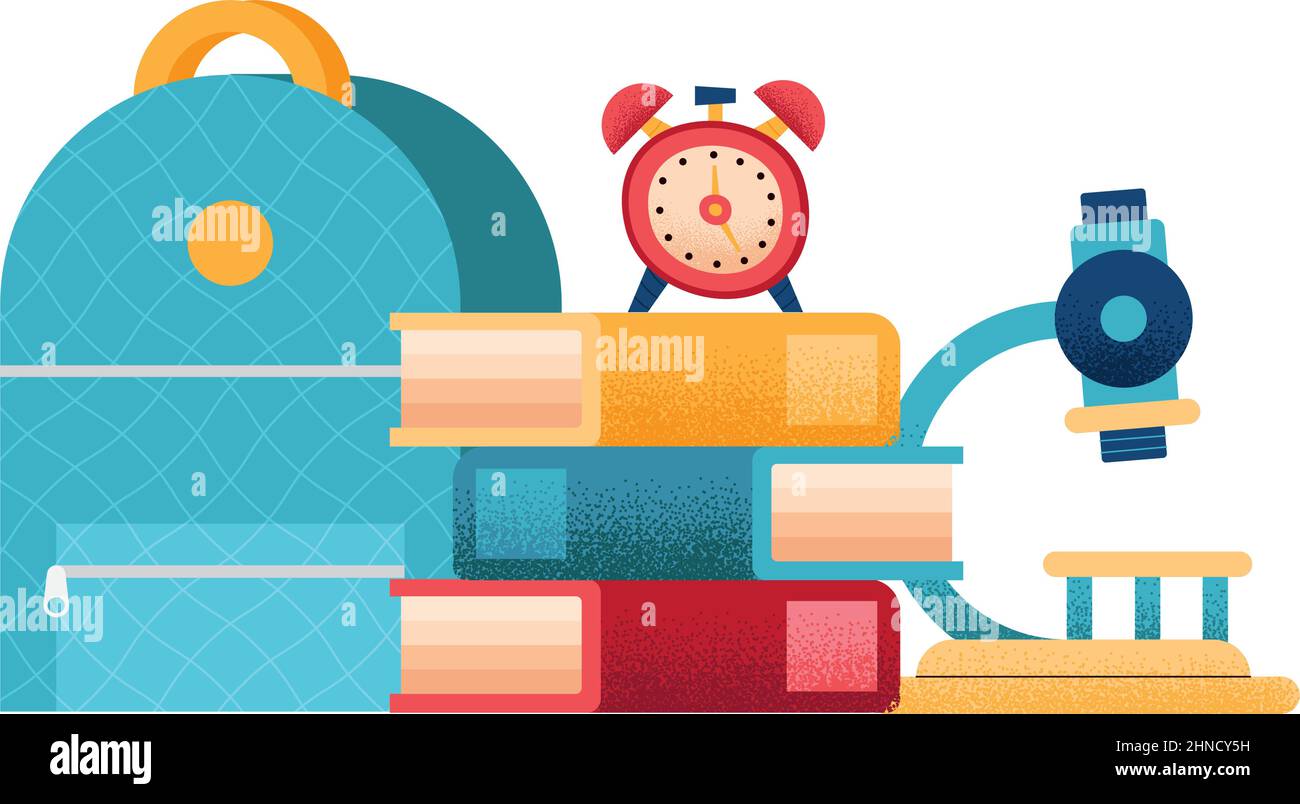 schoolbag with books and supplies icons Stock Vector Image & Art - Alamy