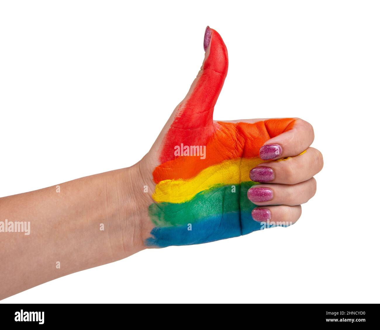 Rainbow lgbt paint color hand isolated on the white background Stock ...