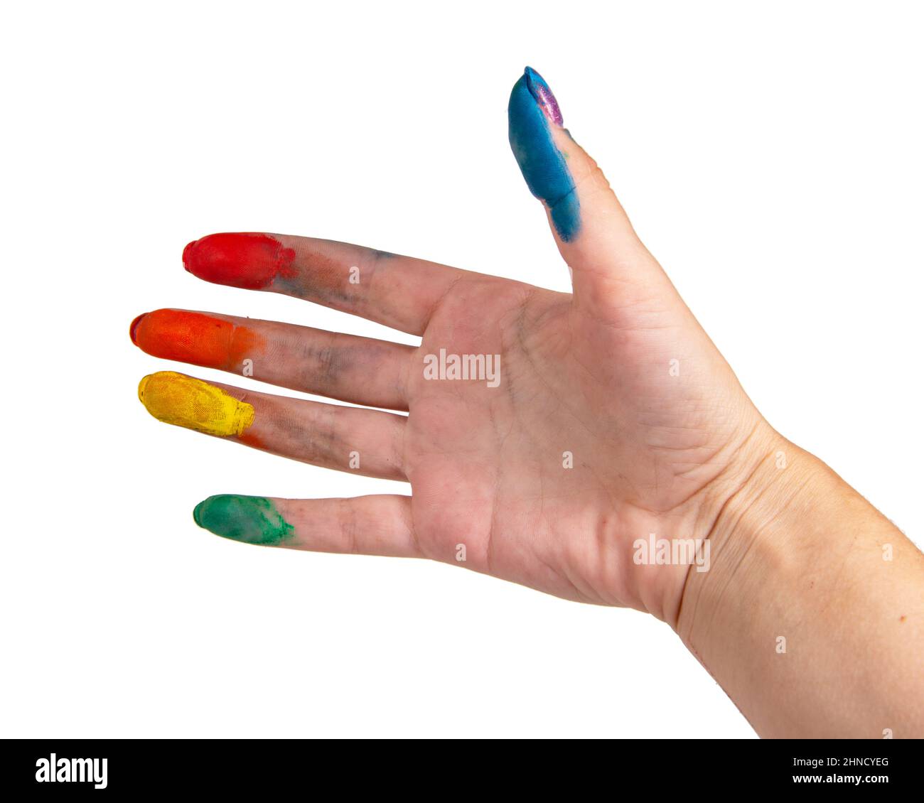 Rainbow lgbt paint color hand isolated on the white background Stock ...