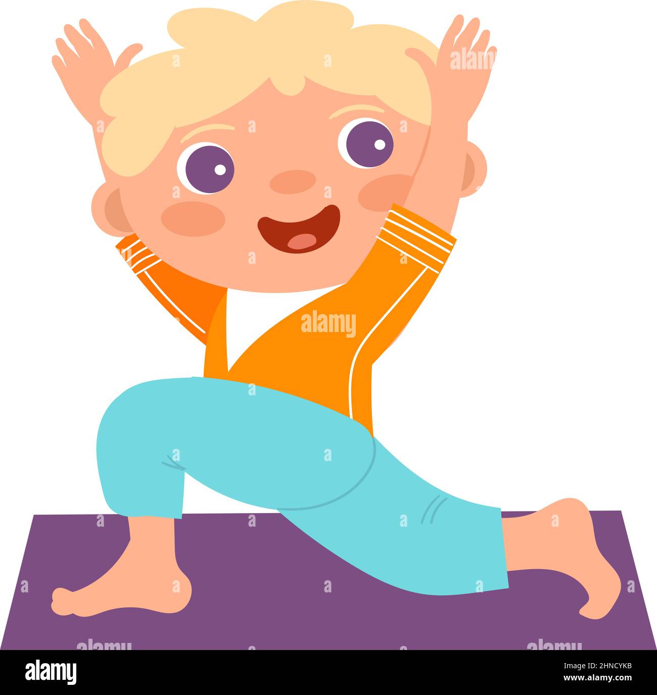 Kid workout. Happy child exercise on mat Stock Vector Image & Art - Alamy