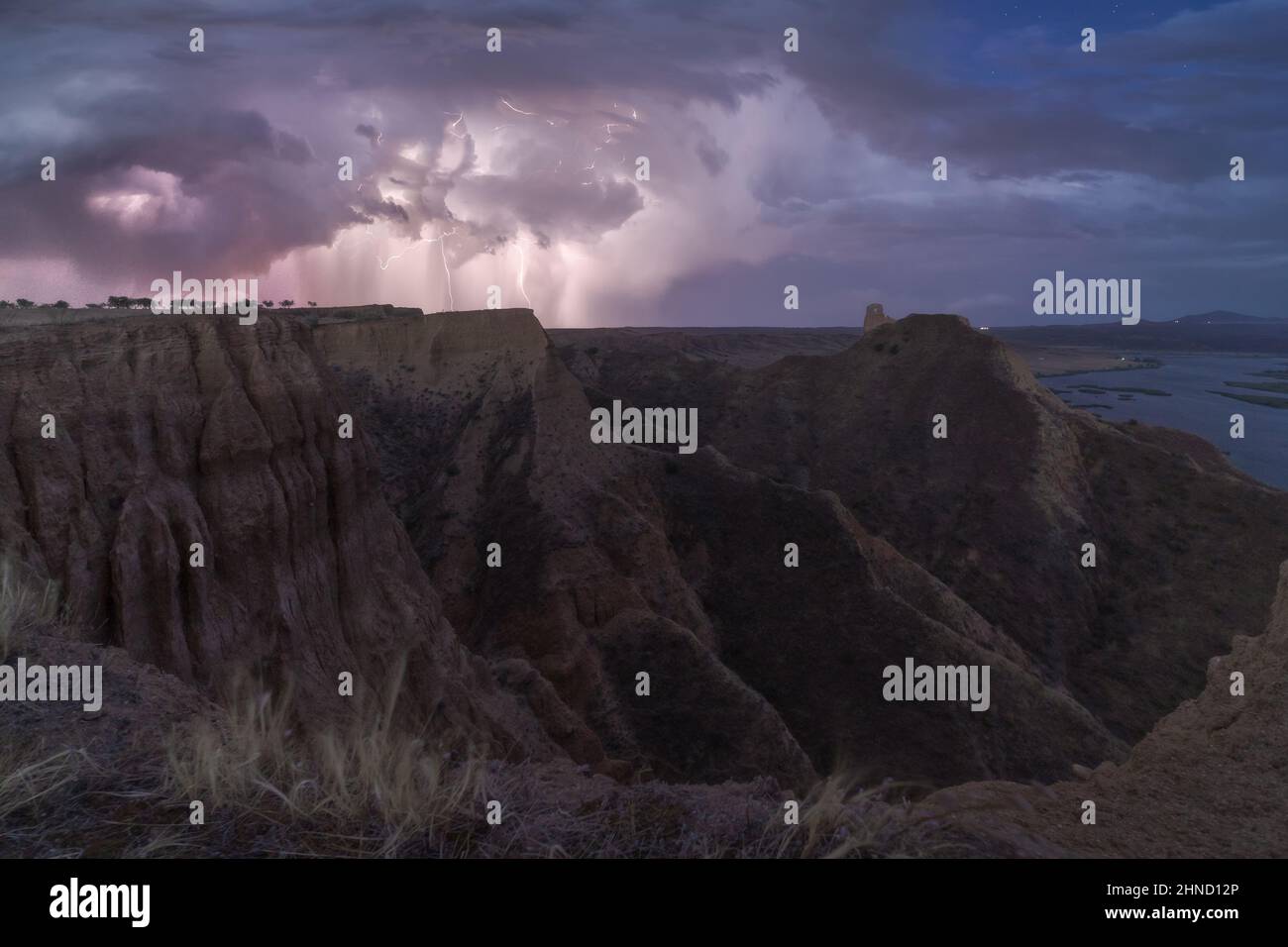 Breathtaking scenery of rocky formations in highlands under ...