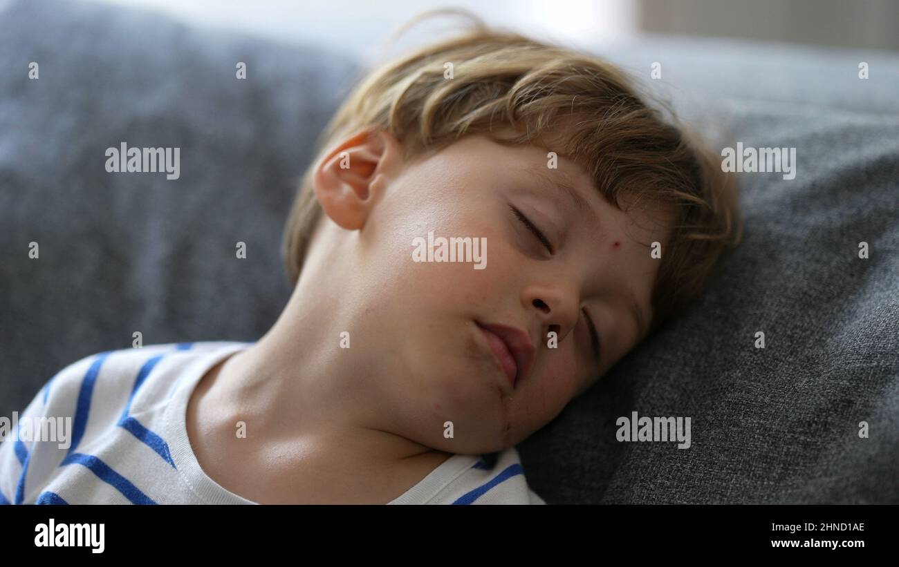 Child asleep napping little boy sleeping on couch Stock Photo - Alamy