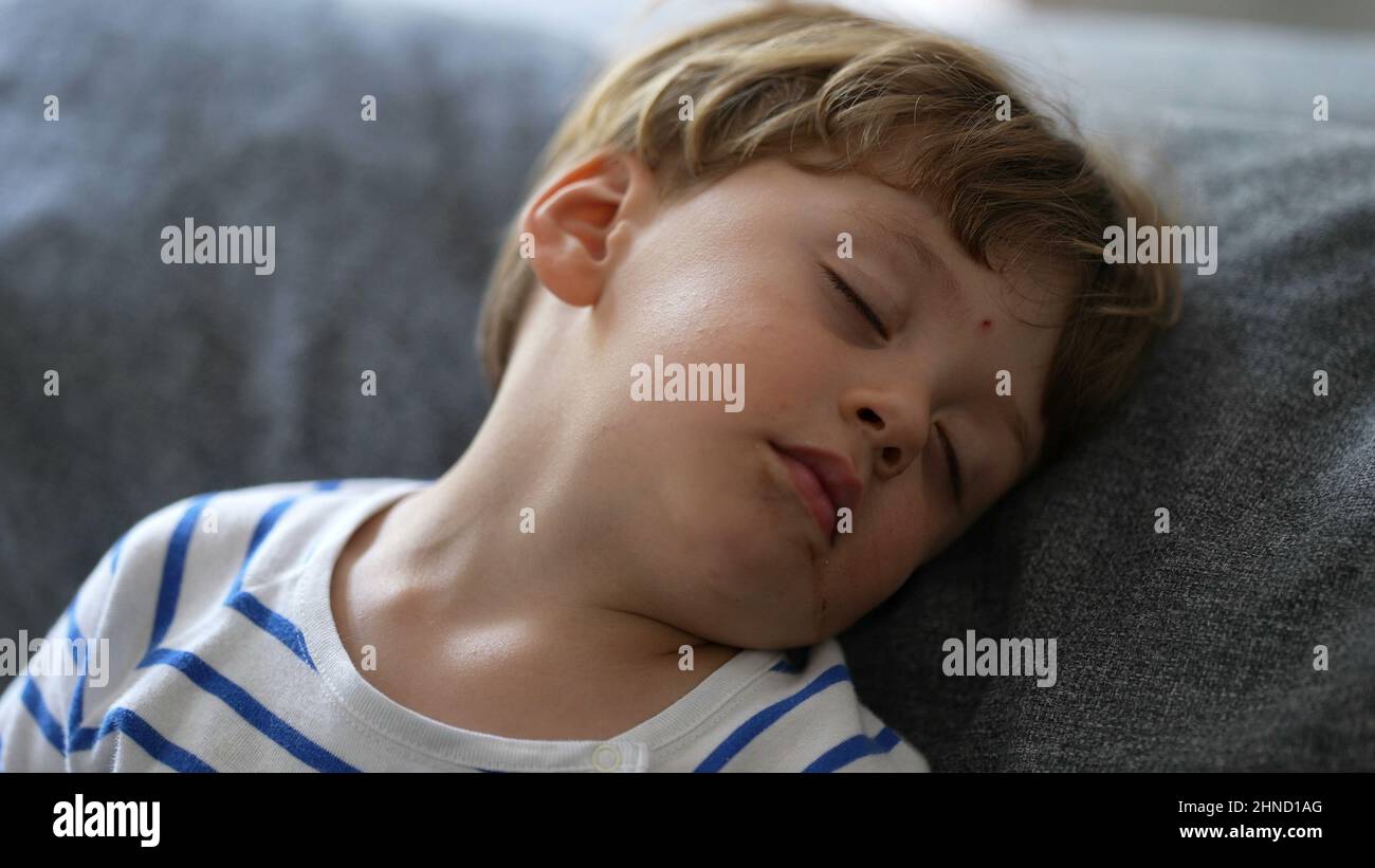 Child asleep napping little boy sleeping on couch Stock Photo - Alamy