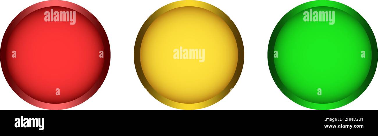 Red button, Yellow button, Green button vector set on white isolated ...