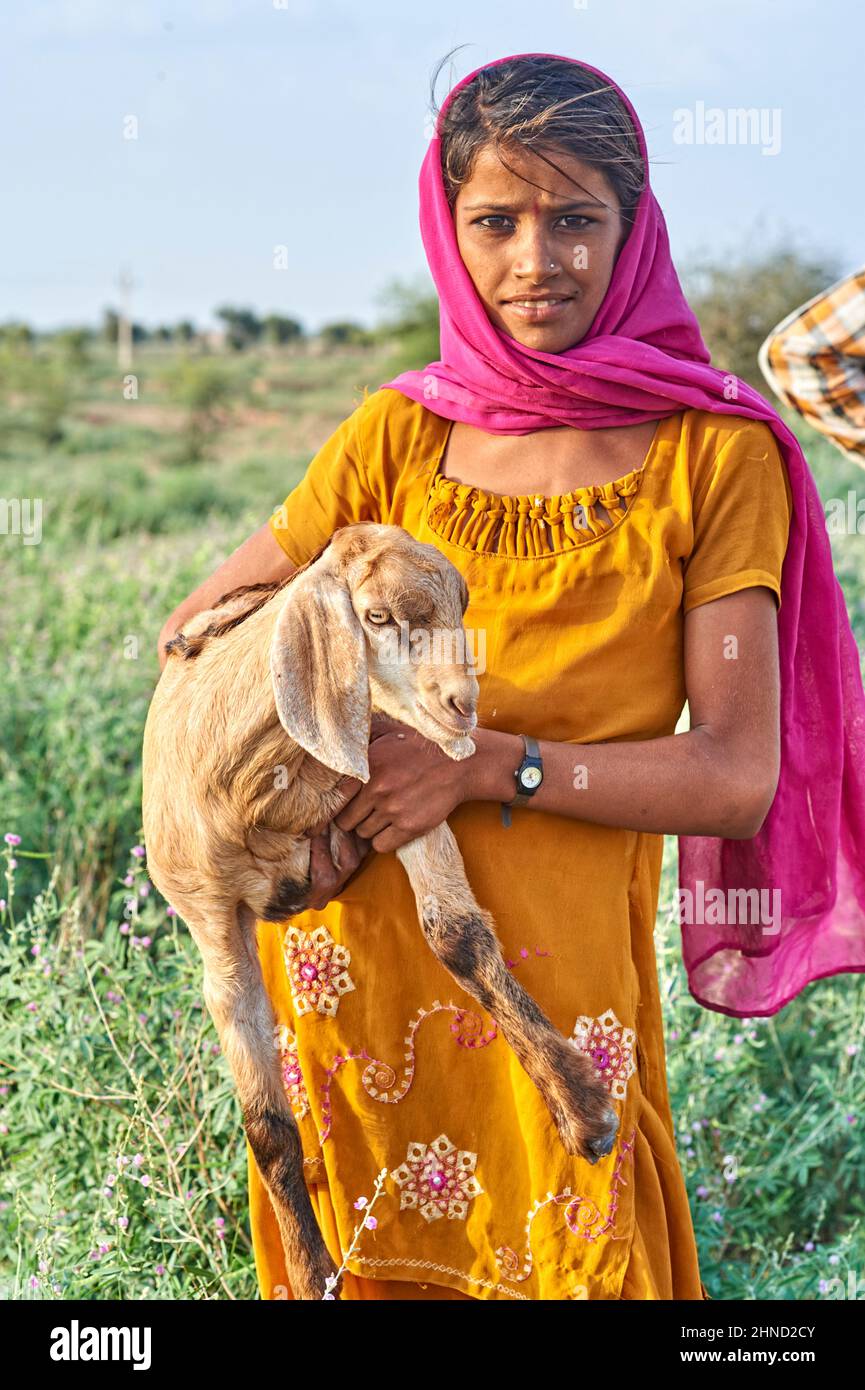 Beautiful girl with goat hi-res stock photography and images - Alamy