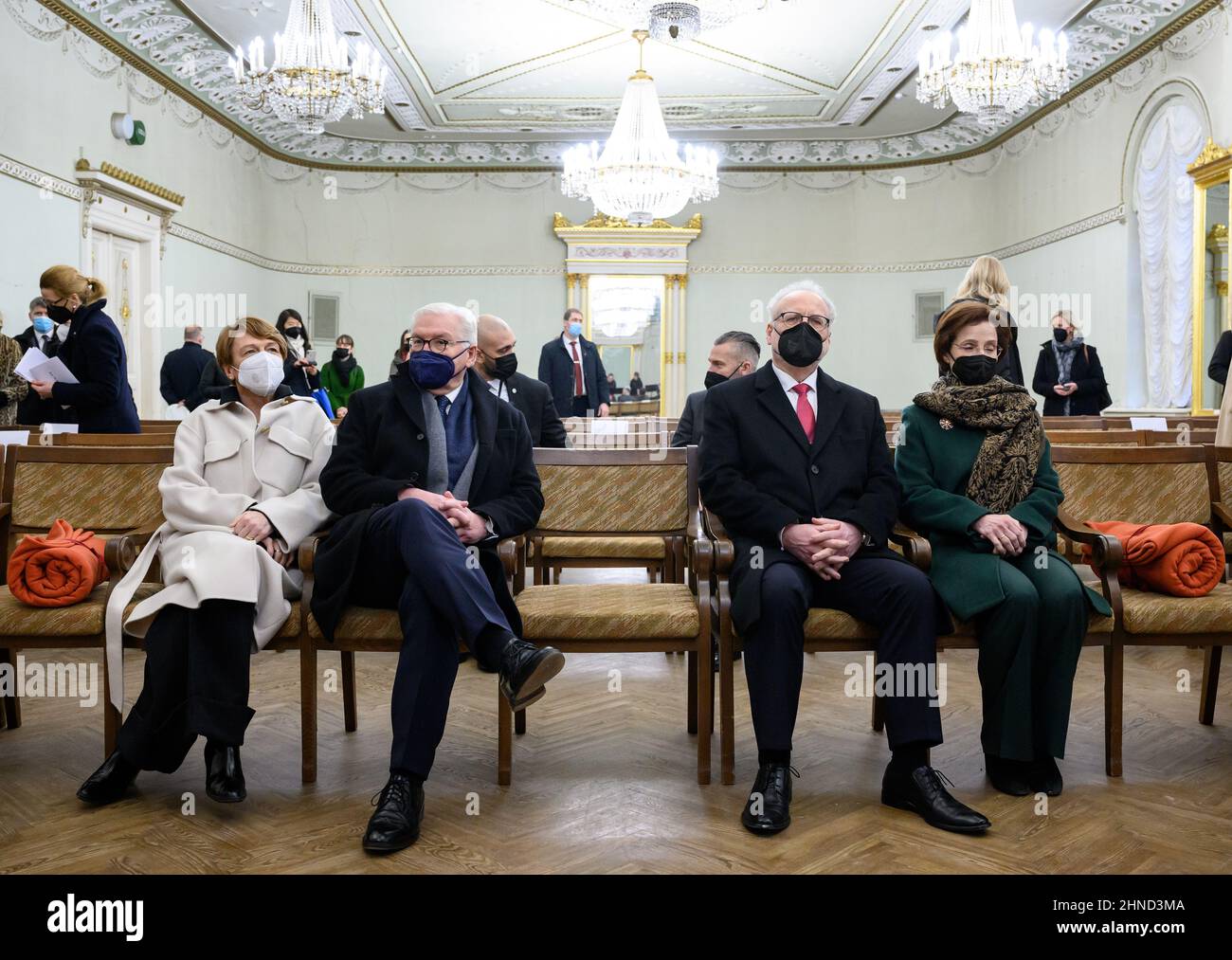 Riga, Latvia. 16th Feb, 2022. German President Frank-Walter Steinmeier ...