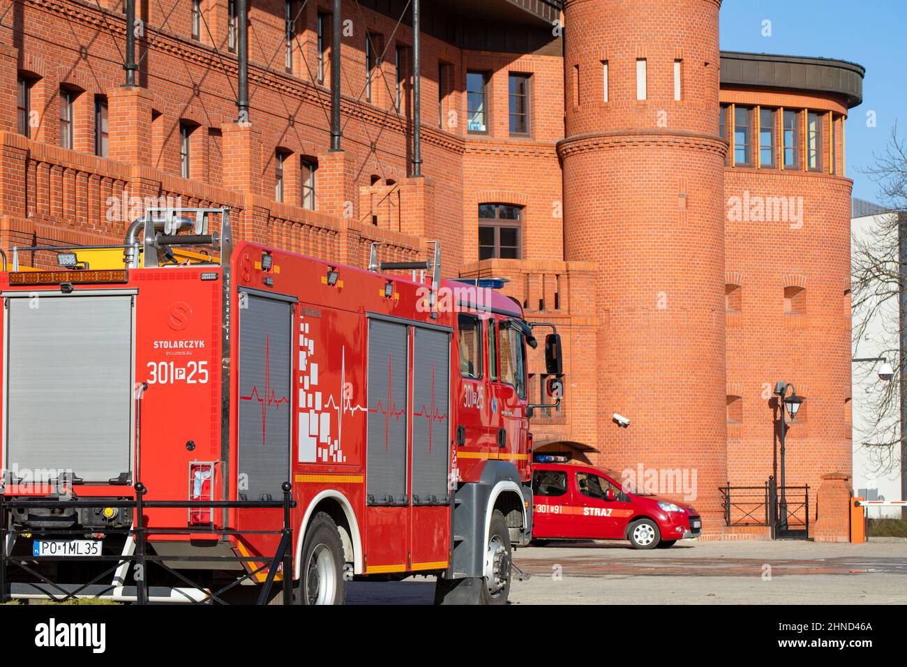Fire station buildings in the old town, at the ramparts. Poznań, Poland ...