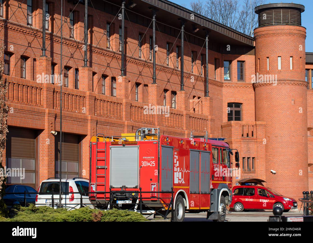 Fire station buildings in the old town, at the ramparts. Poznań, Poland ...