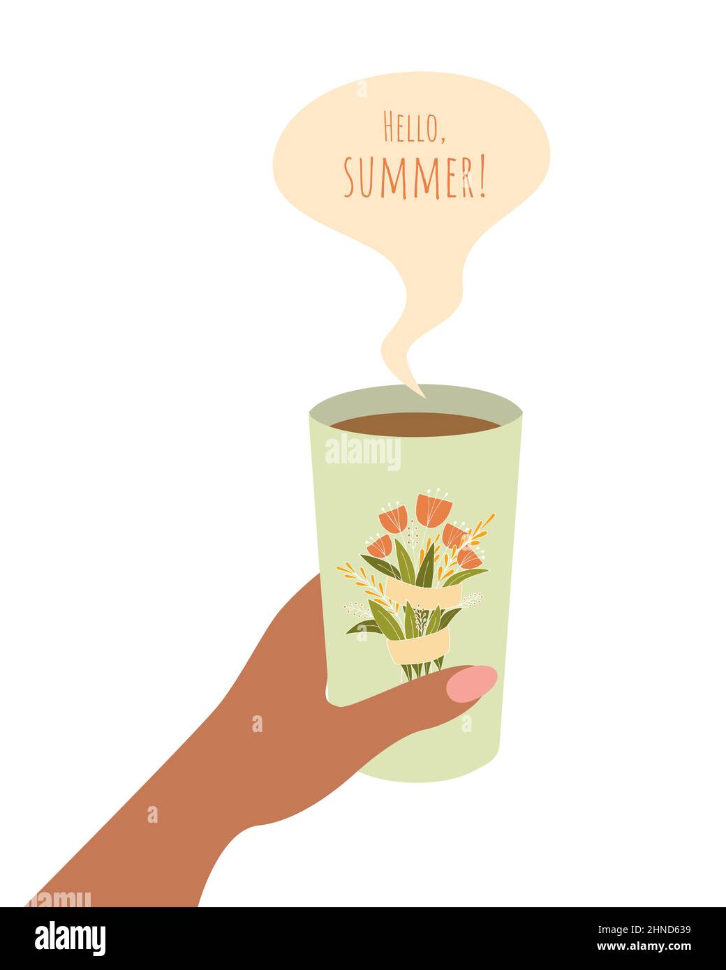 Girl holding white cup Stock Vector Images - Alamy